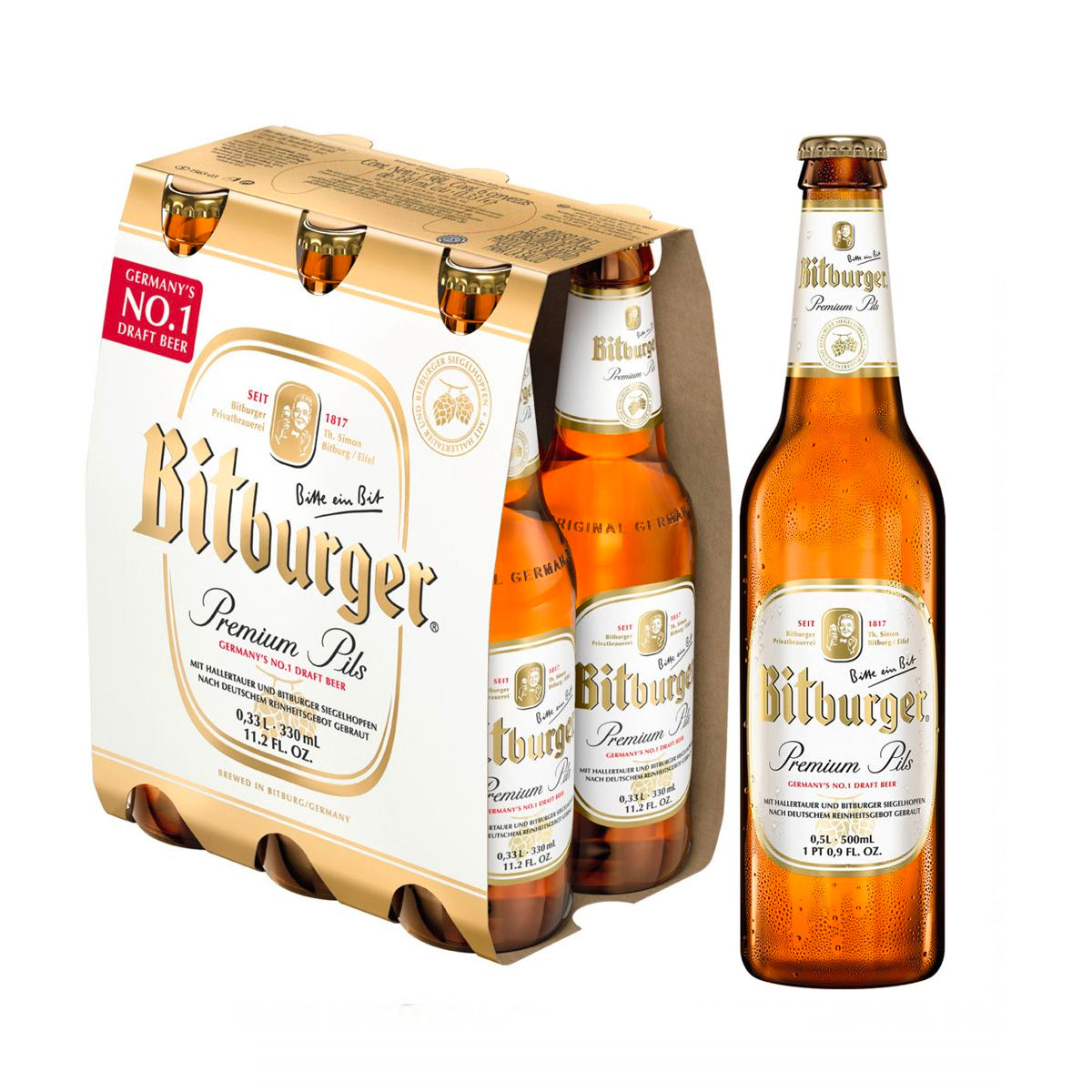 German Bitburger Premium Pils [half dozen bottles] Bitburger Lager Bee ...